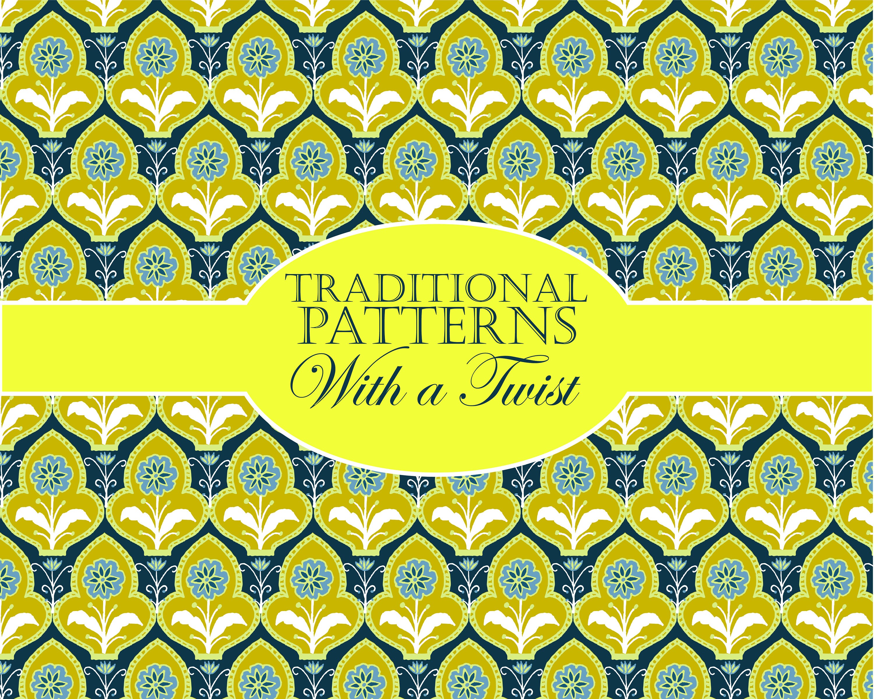 Modern Victorian Pattern Bundle in Yellow/blue, Garden Pattern Bundle ...