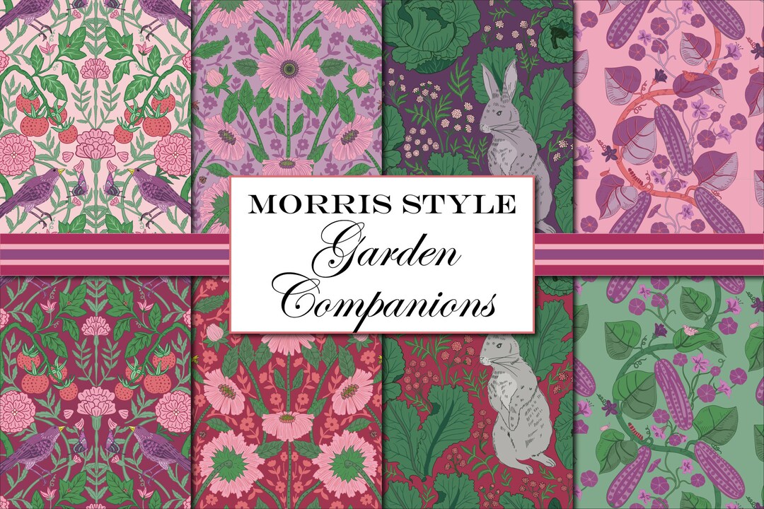 William Morris Garden Paper: Repeat Pattern Digital Paper Bundle (12x12 ...