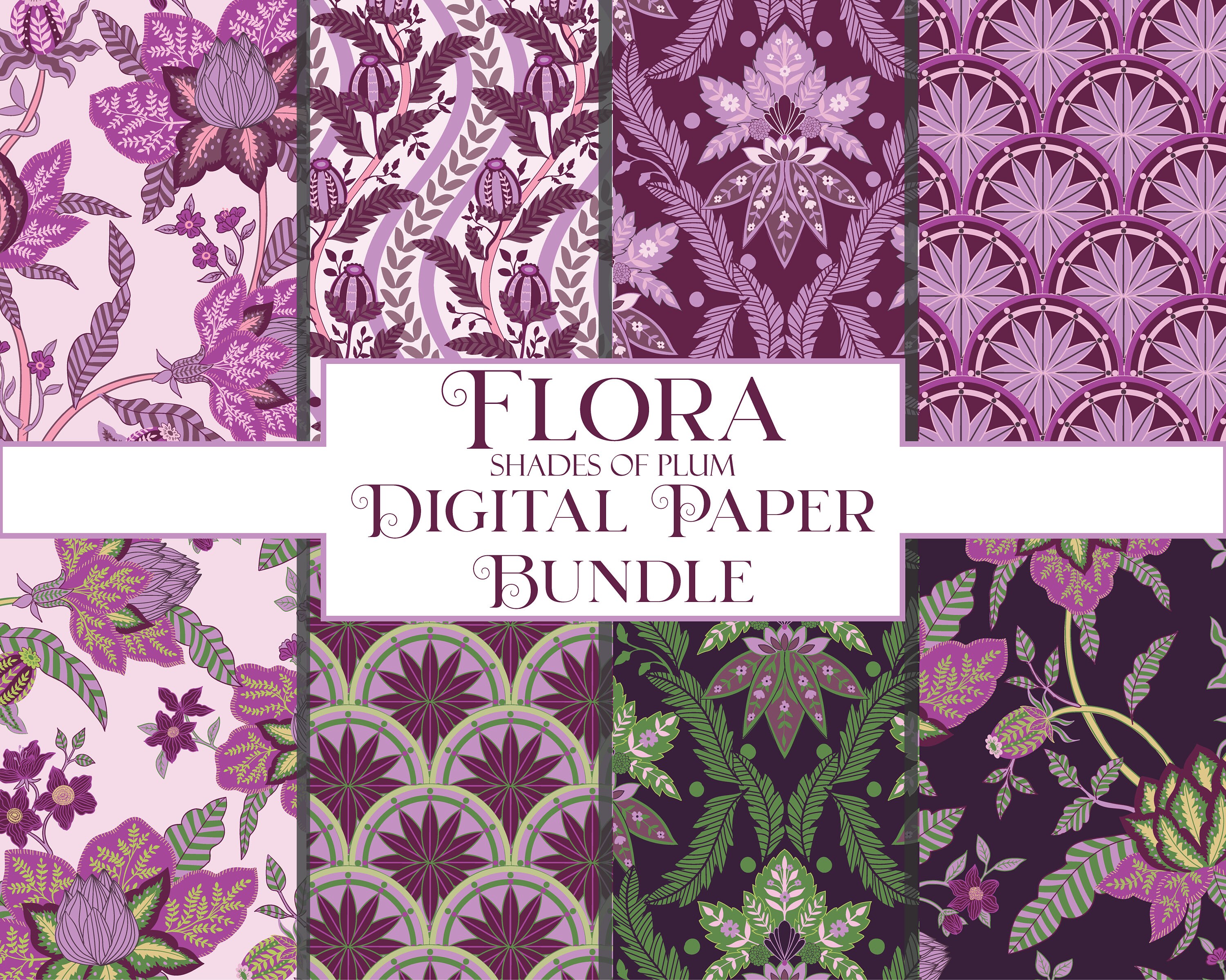 Purple Digital Paper, Luxury Digital Paper, Baroque Damask Royal ...