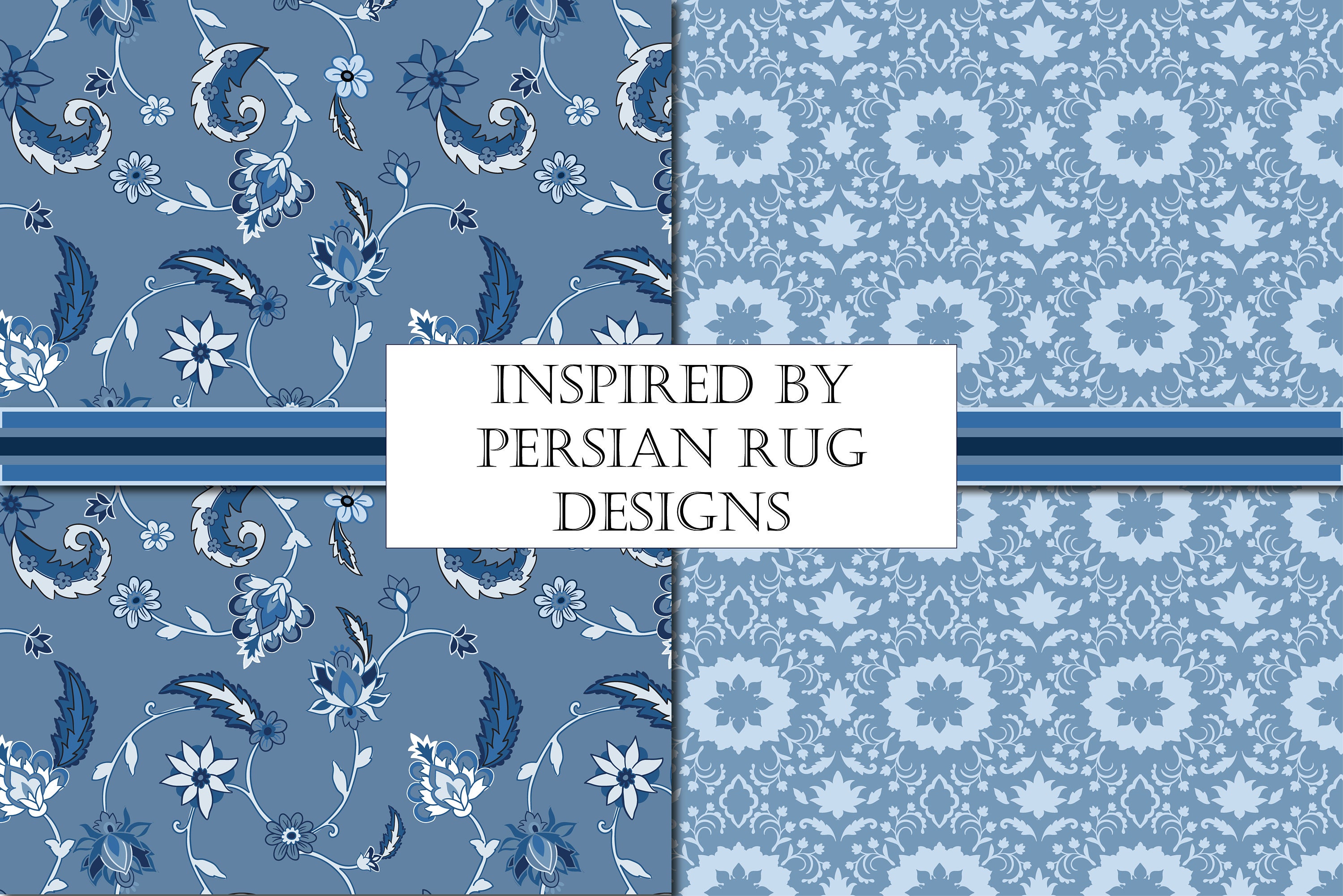 Persian Digital Papers - Blue and White Digital Papers - Iranian ...