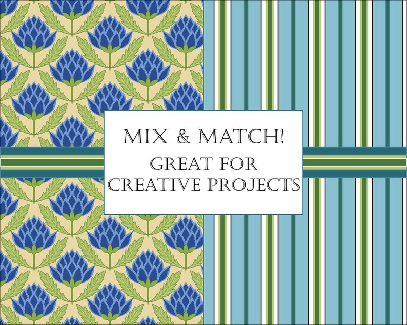 Indian Floral Digital Paper: Blue Green Paisley Patterns (digital ...