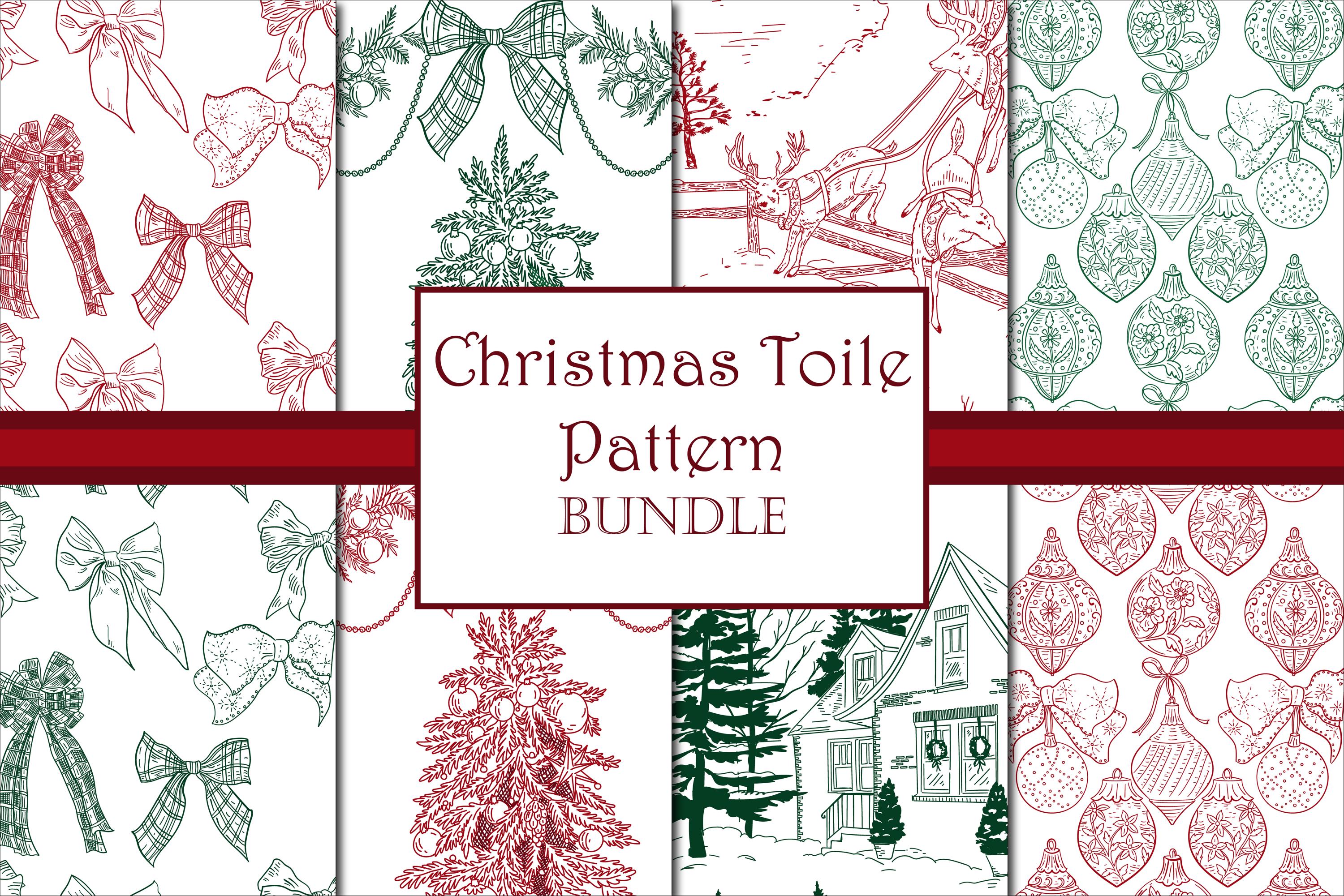 Christmas Toile Pattern: Red and Green Holiday Seamless Designs - Etsy