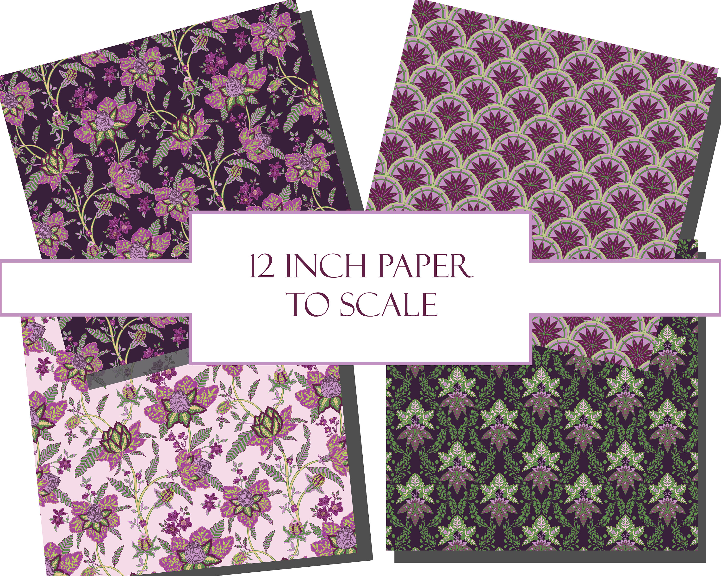 Purple Digital Paper, Luxury Digital Paper, Baroque Damask Royal ...