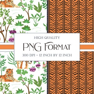 Chinoiserie Digital Papers Tiger Theme, Tiger Wallpaper, Seamless ...