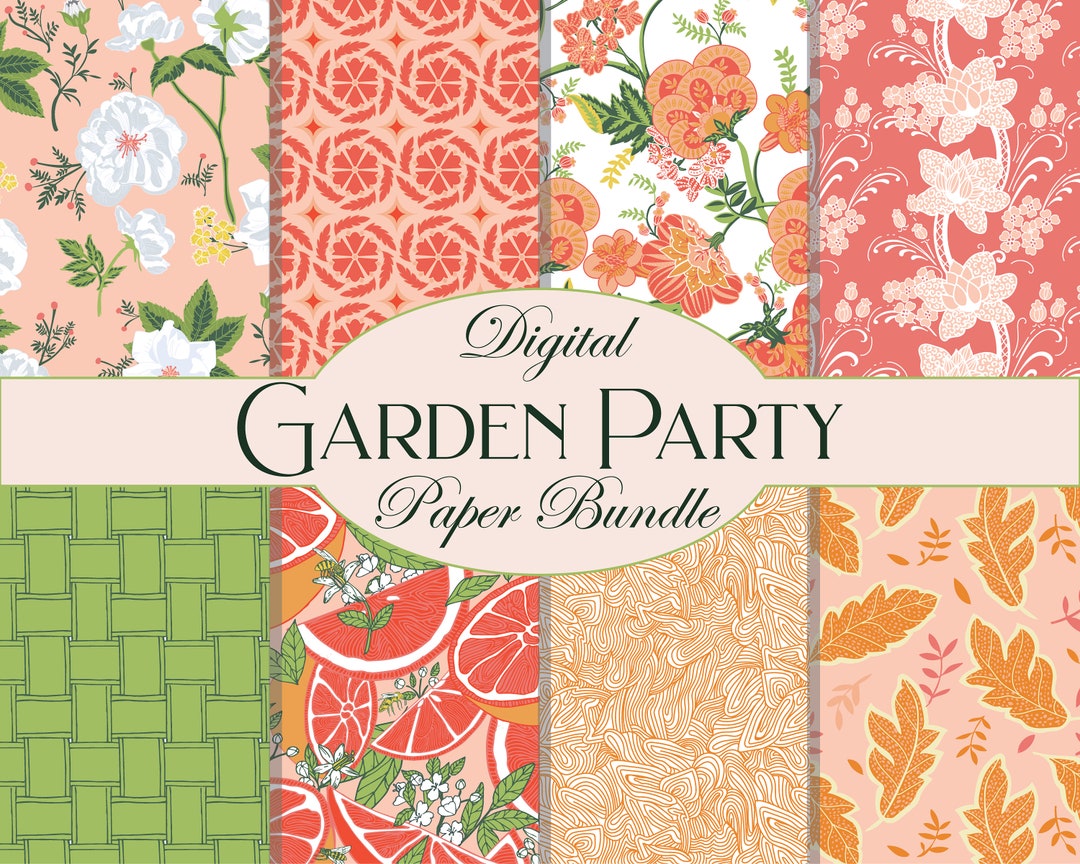 Garden Party Digital Paper Bundle Instant Download Repeat Patterns ...