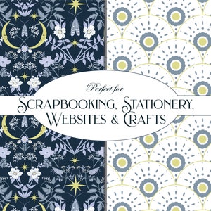 Moon Digital Paper Bundle Night Sky Repeat Pattern Papers Scrapbooking ...