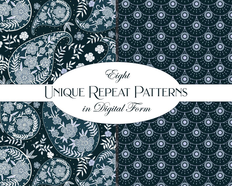 Moon Digital Paper Bundle Night Sky Repeat Pattern Papers Scrapbooking ...