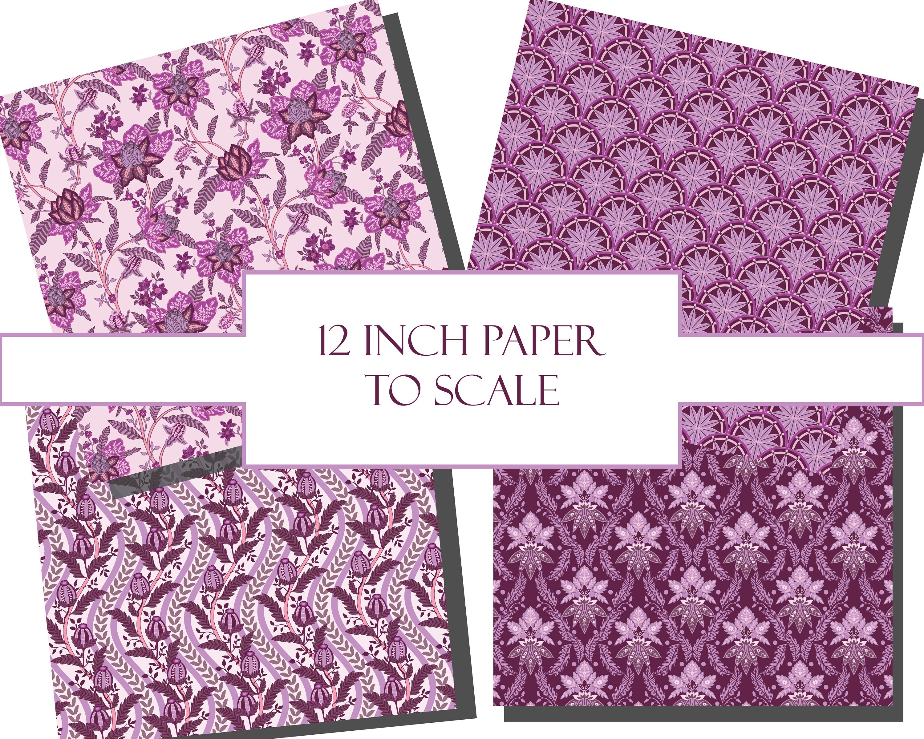 Purple Digital Paper, Luxury Digital Paper, Baroque Damask Royal ...