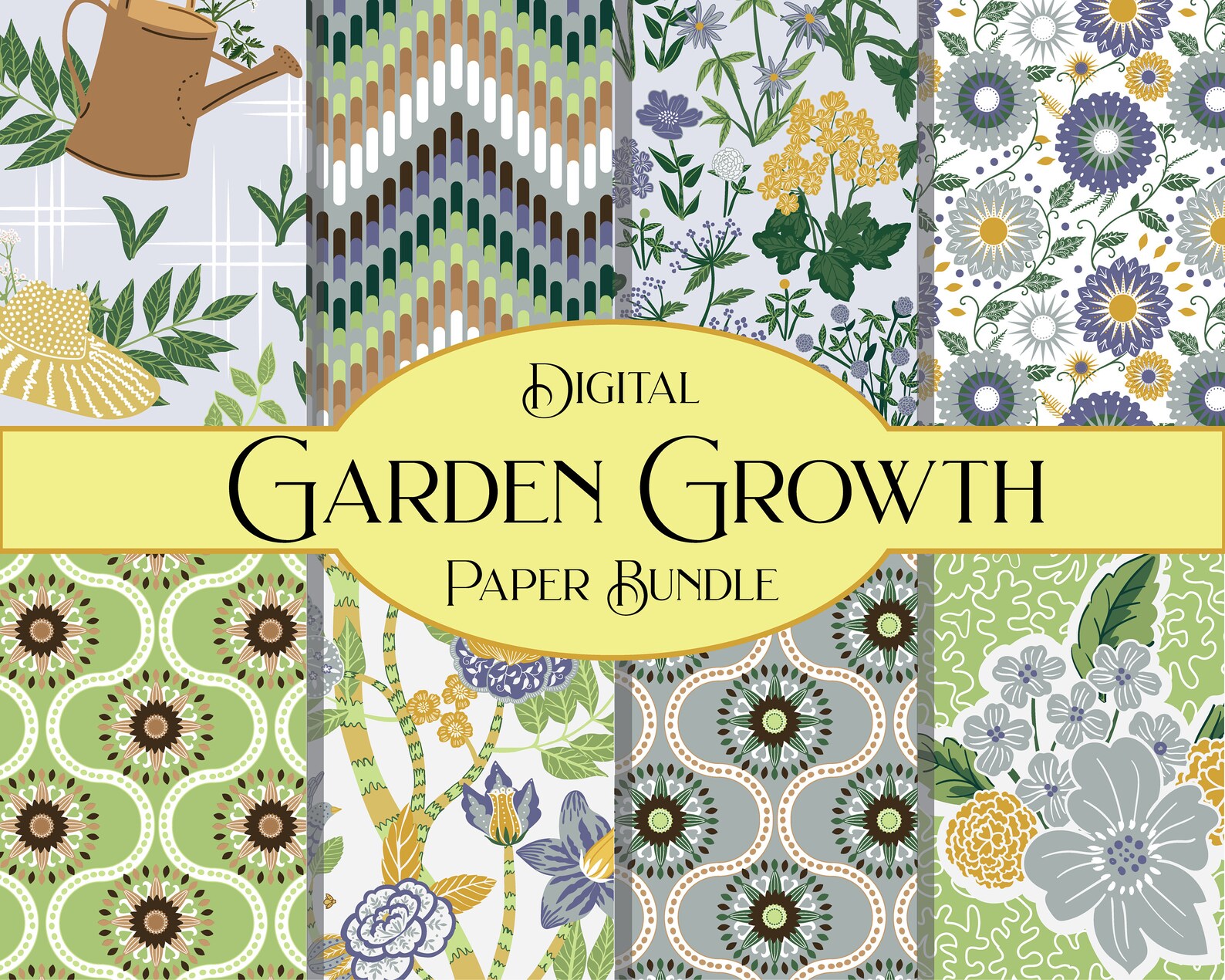 Garden Growth Garden Tools Garden Flowers Scrapbooking Digital Paper ...