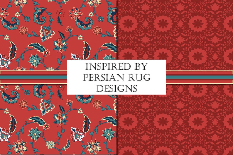 Persian Style Digital Papers - Persian Rug Design - Persian Printable ...