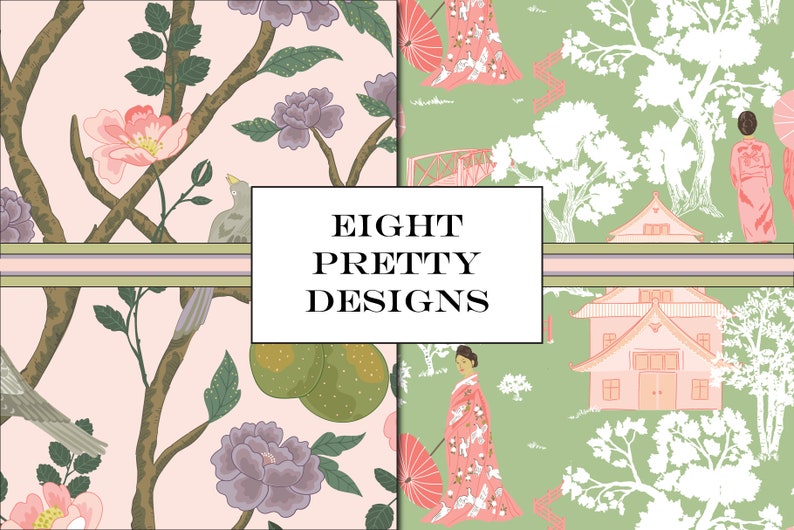 Chinoiserie Digital Paper, Seamless Patterns, Asian Repeat Pattern ...