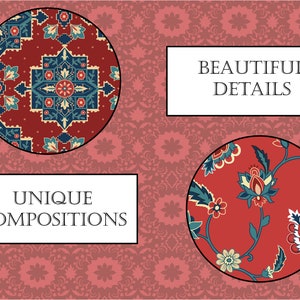 Persian Style Digital Papers - Persian Rug Design - Persian Printable ...