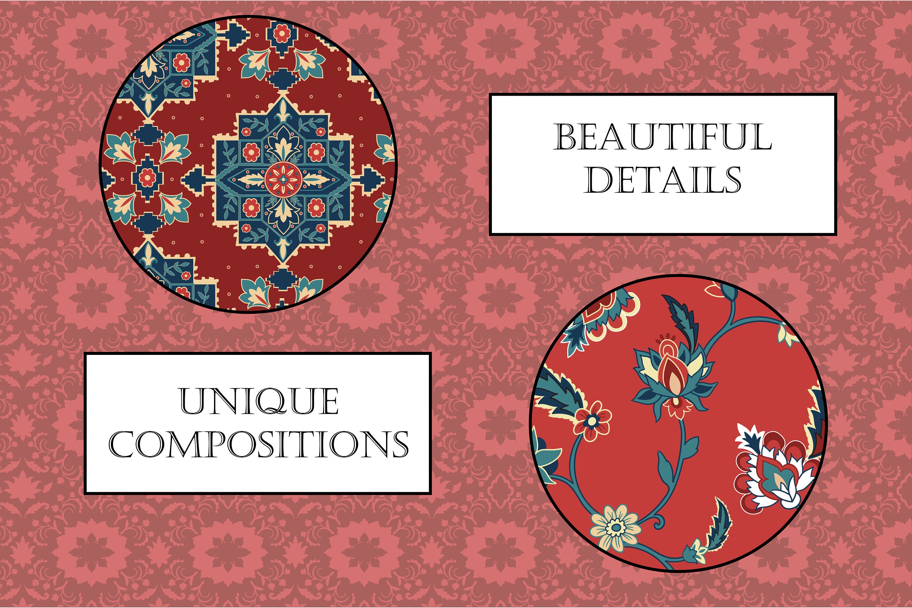 Persian Style Digital Papers - Persian Rug Design - Persian Printable ...