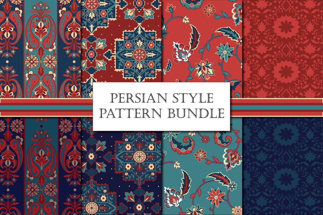 Persian Style Digital Papers - Persian Rug Design - Persian Printable ...