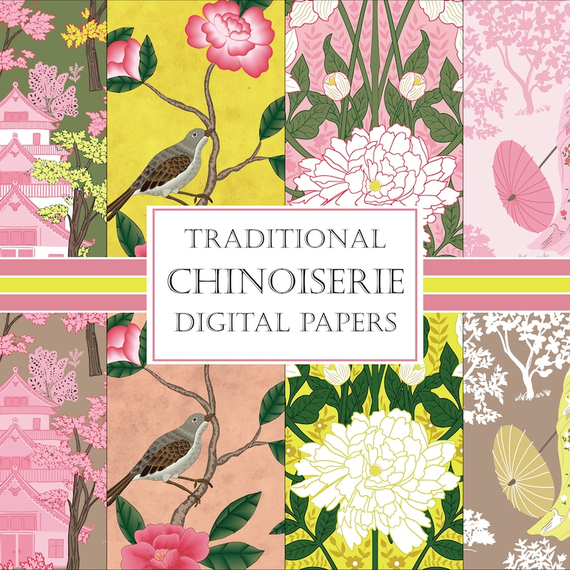 Chinoiserie Digital Paper - Etsy