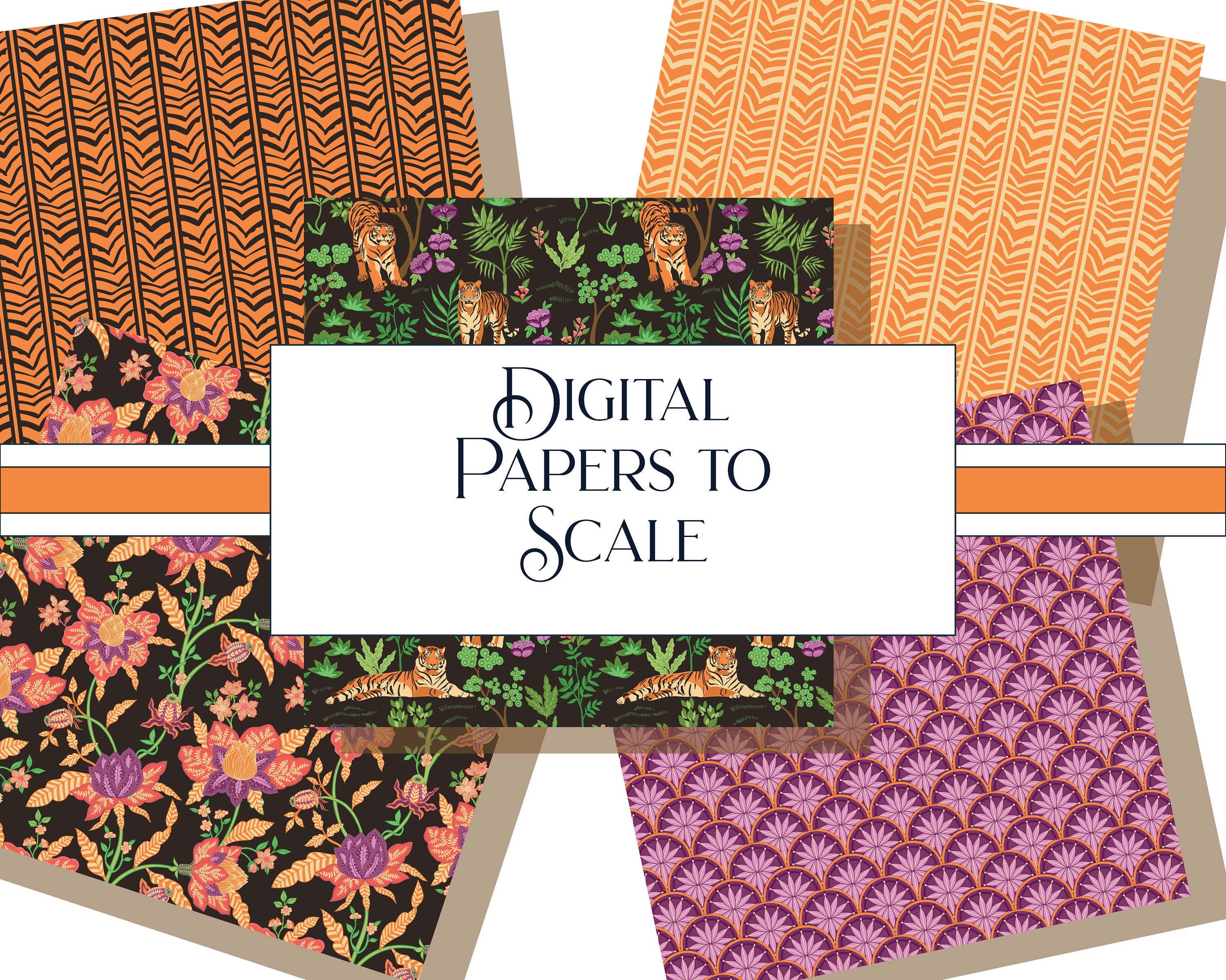 Chinoiserie Digital Papers Tiger Theme Tiger Wallpaper - Etsy