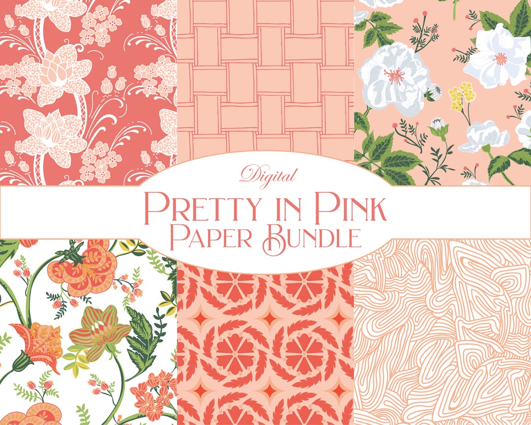 Pretty in Pink Blush Coral Digital Paper Bundle | Instant Download ...