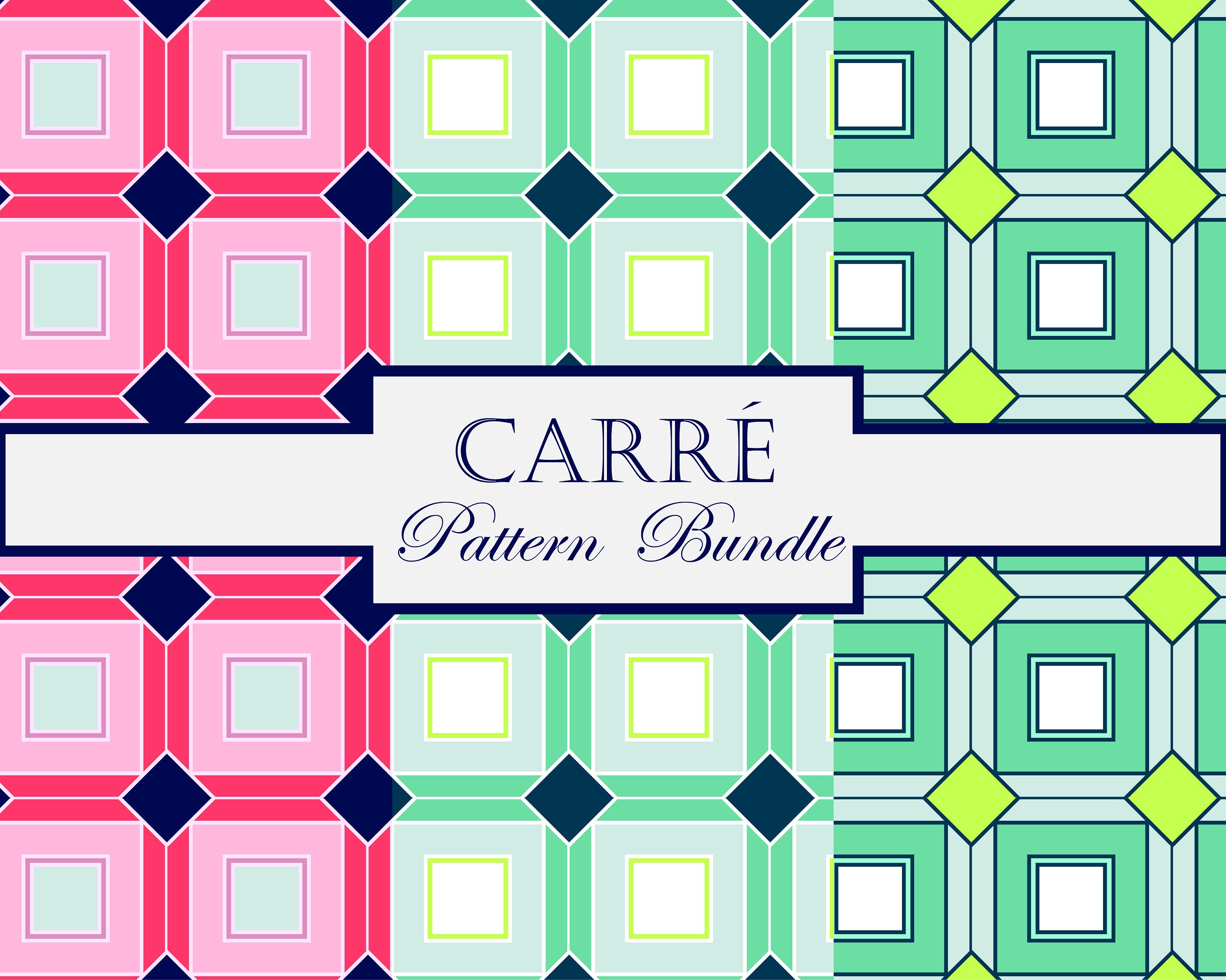 Carre Square and Diamond Check Repeat Pattern Design Pattern Bundle ...