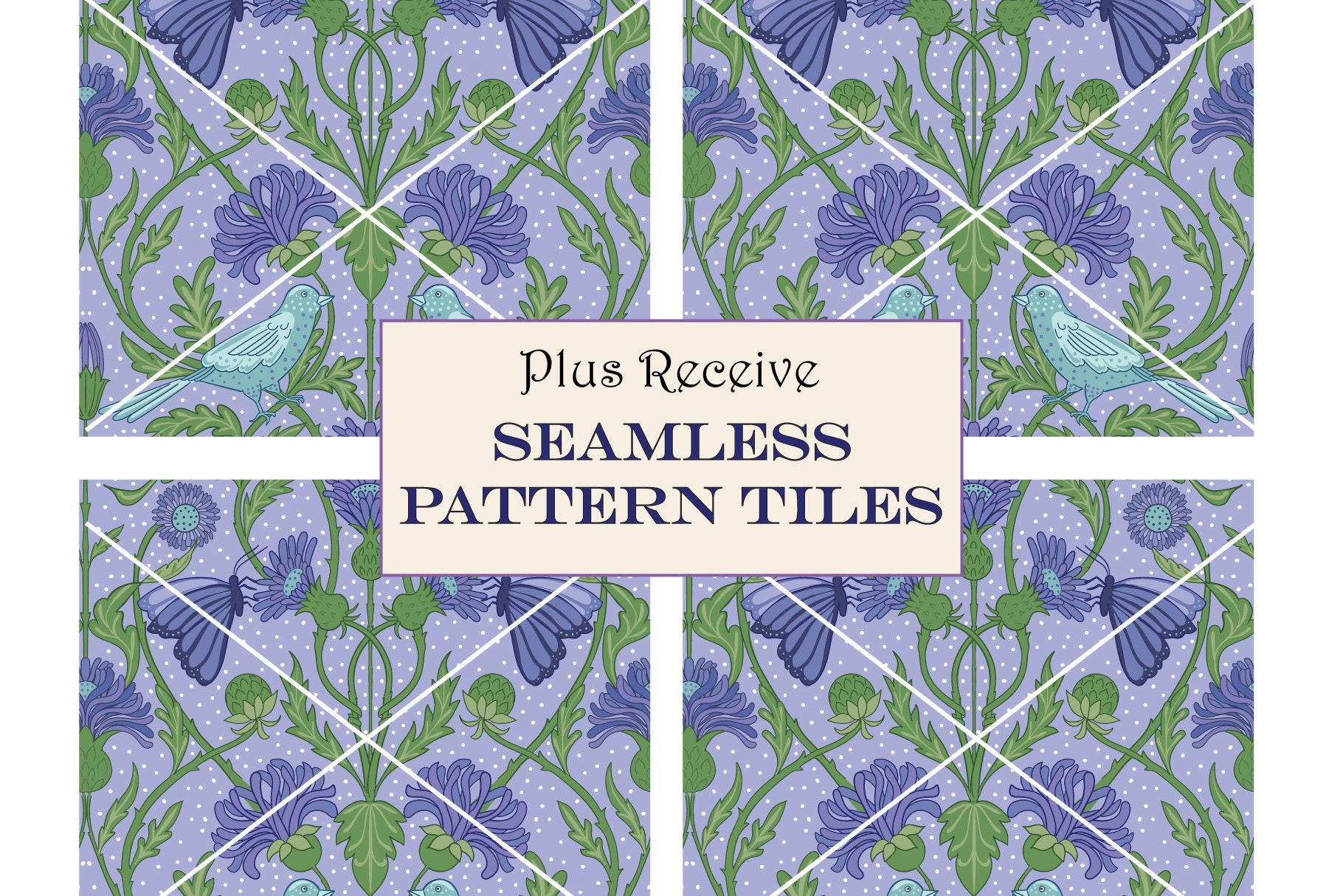 William Morris Thistle Patterns Pink and Blue Repeating Patterns ...