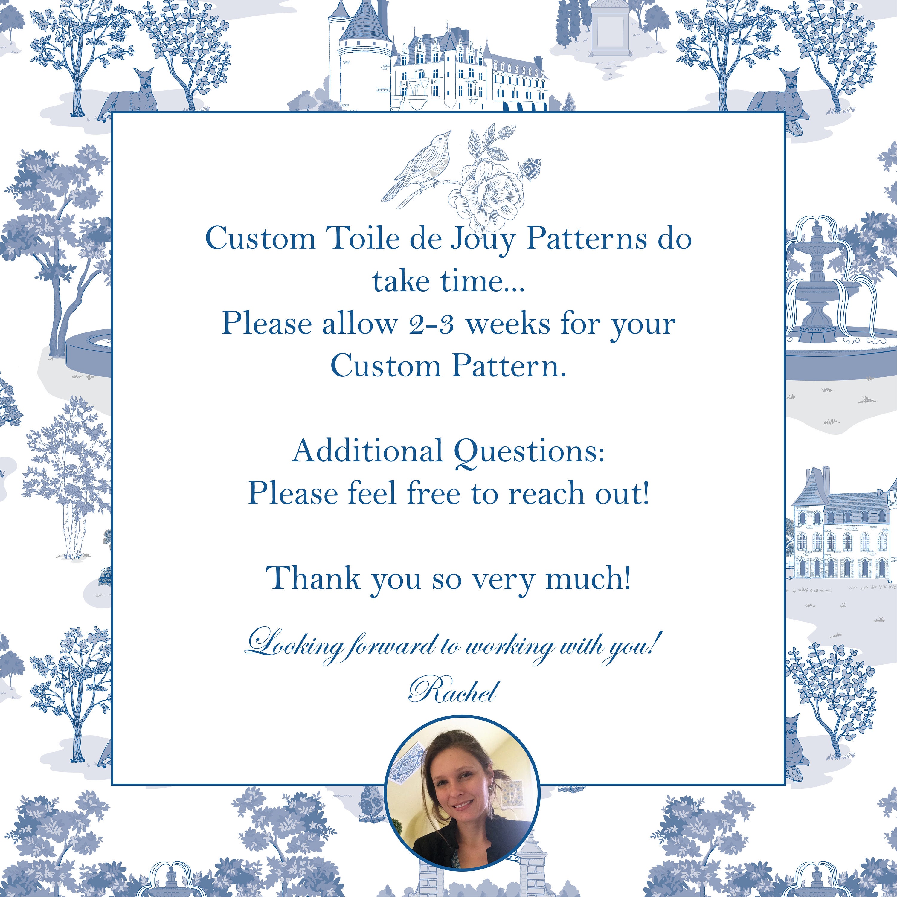 Custom Toile De Jouy Design Custom Toile Made to Order Pattern for ...