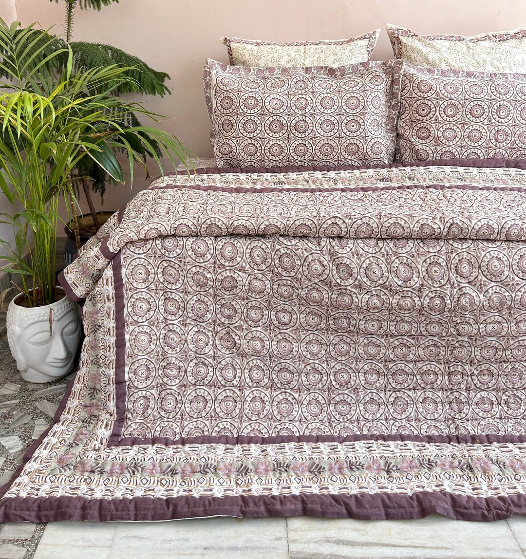 Hand Block Printed Cotton Dohar: Reversible Jaipuri Quilt - Etsy