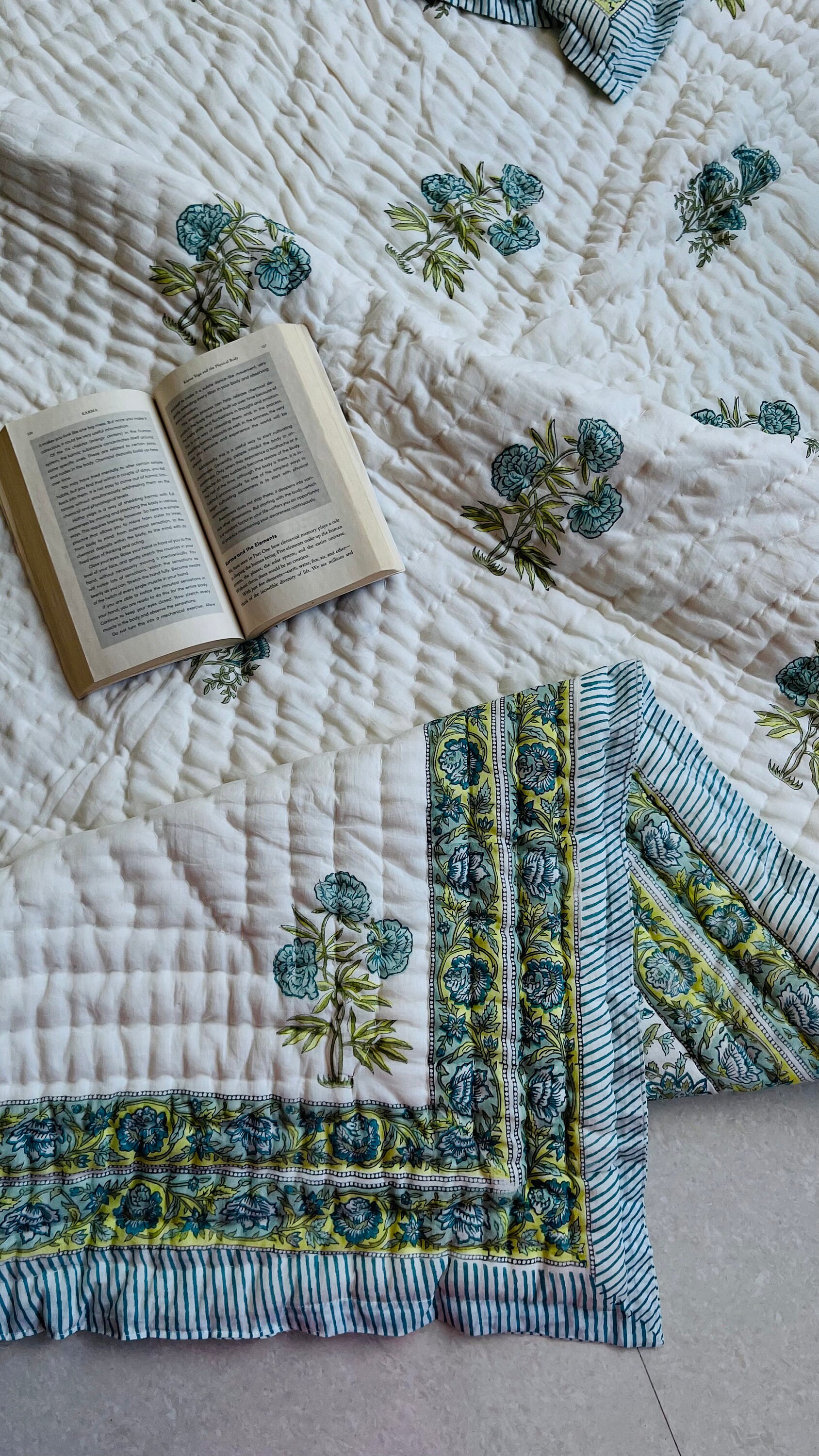 Handblock Print Handmade Queen Floral Cotton Quilted Quilt - Etsy