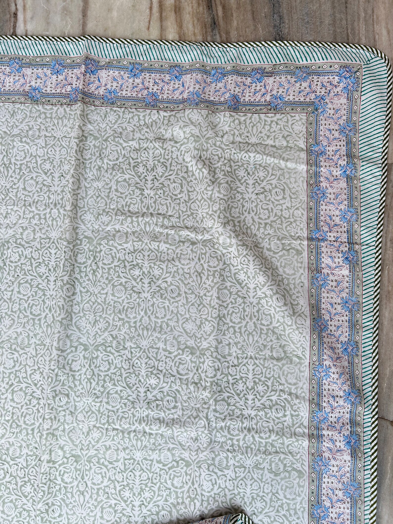 Block Printed Cotton Dohar Quilt: Bohemian Floral Bedspread - Etsy