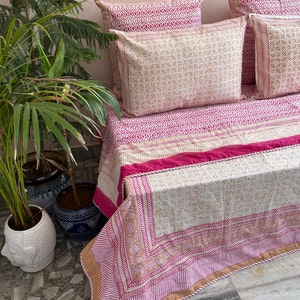 Queen Dohar, Reversible Block Printed Cotton Dohar, Jaipuri Floral ...