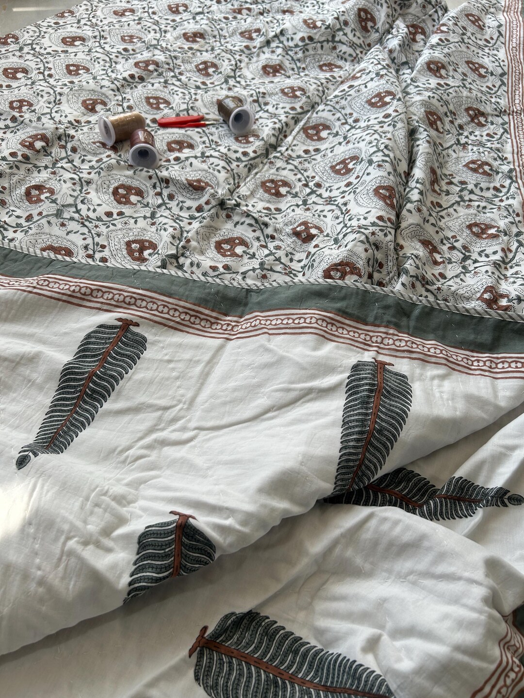 Anokhi Block Printed Cotton Dohar Quilt, Tagaai Handmade Jaipuri Razai ...