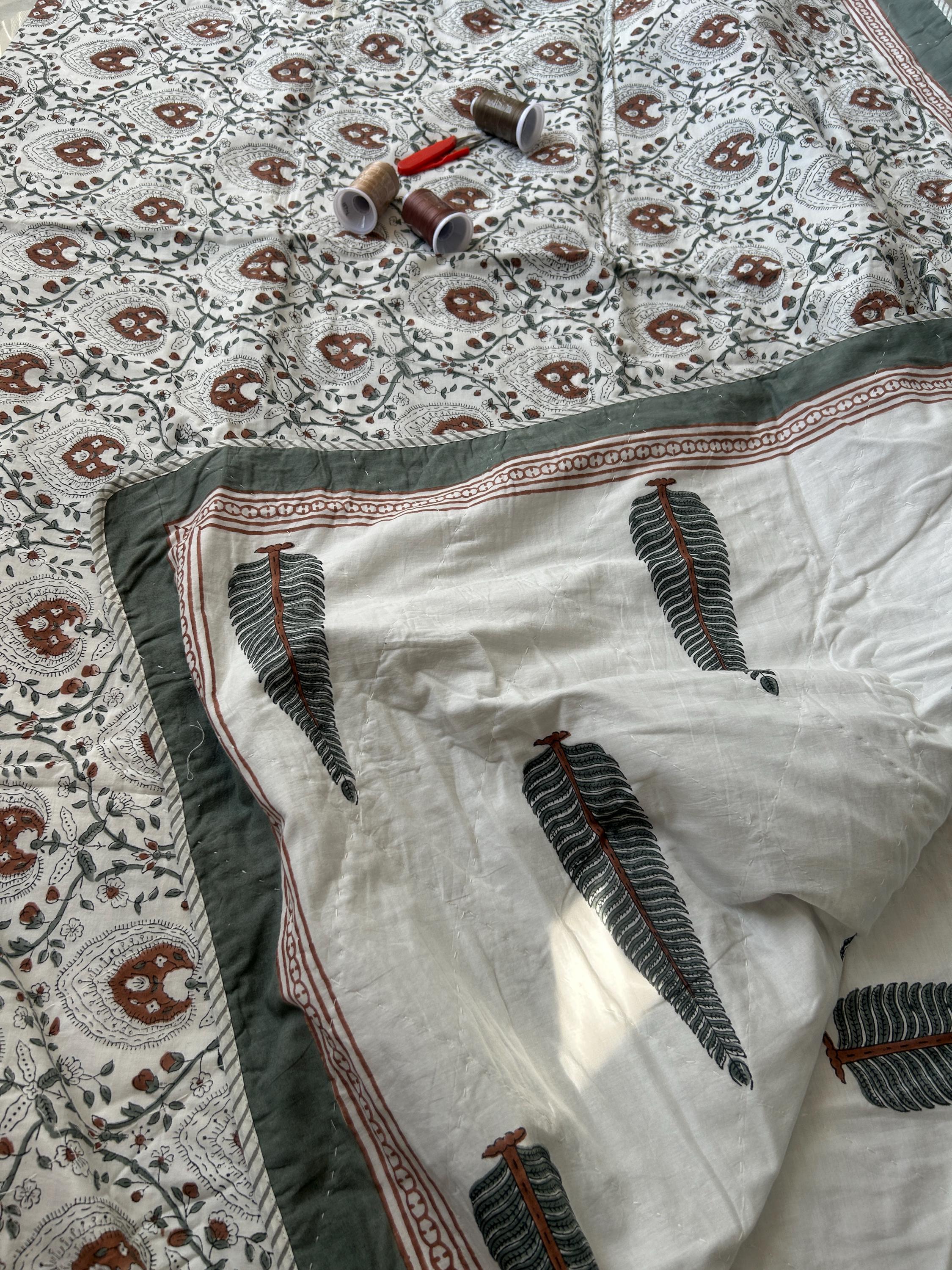 Anokhi Block Printed Cotton Dohar Quilt, Tagaai Handmade Jaipuri Razai ...