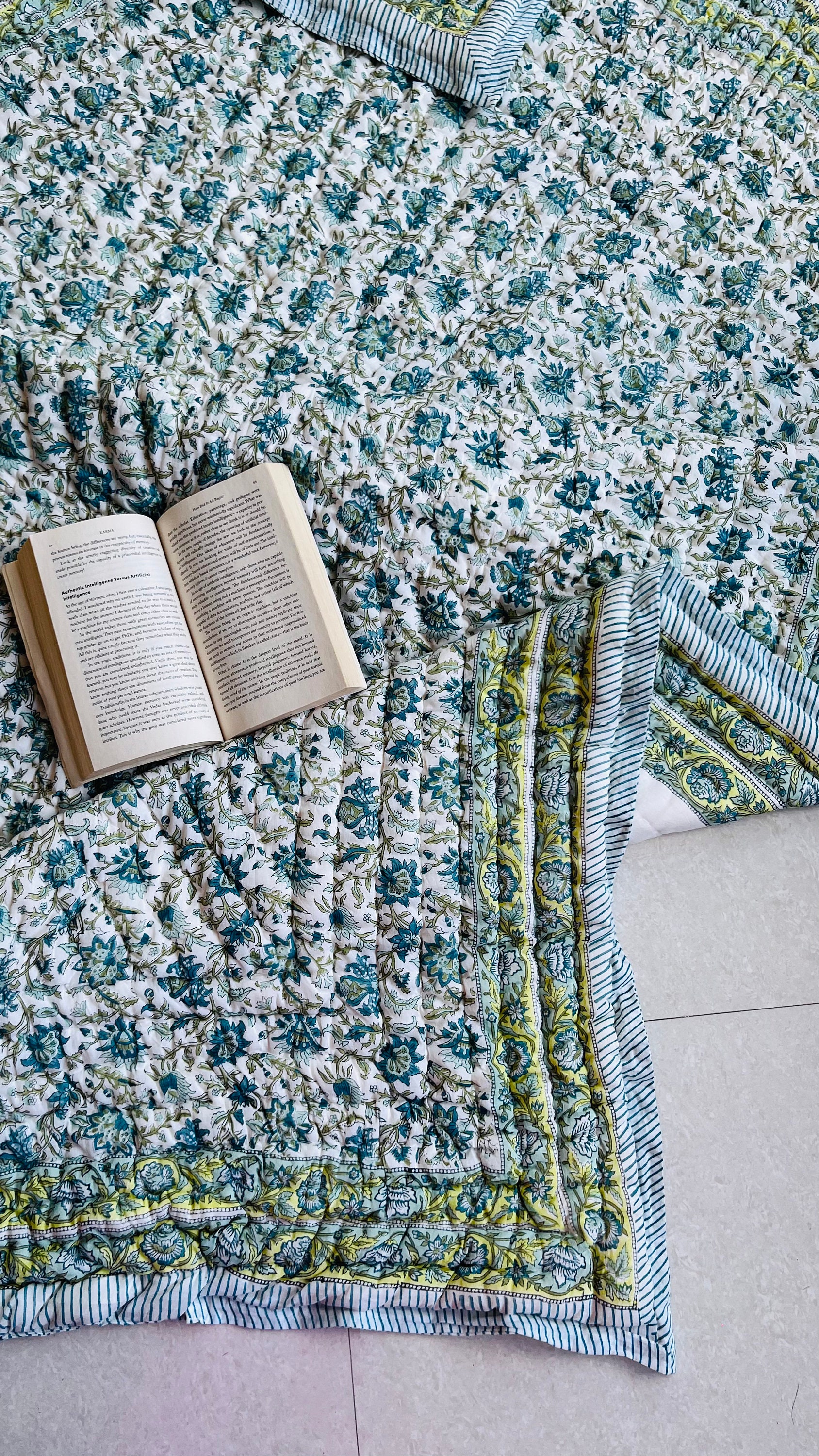 Handblock Print Handmade Queen Floral Cotton Quilted Quilt - Etsy