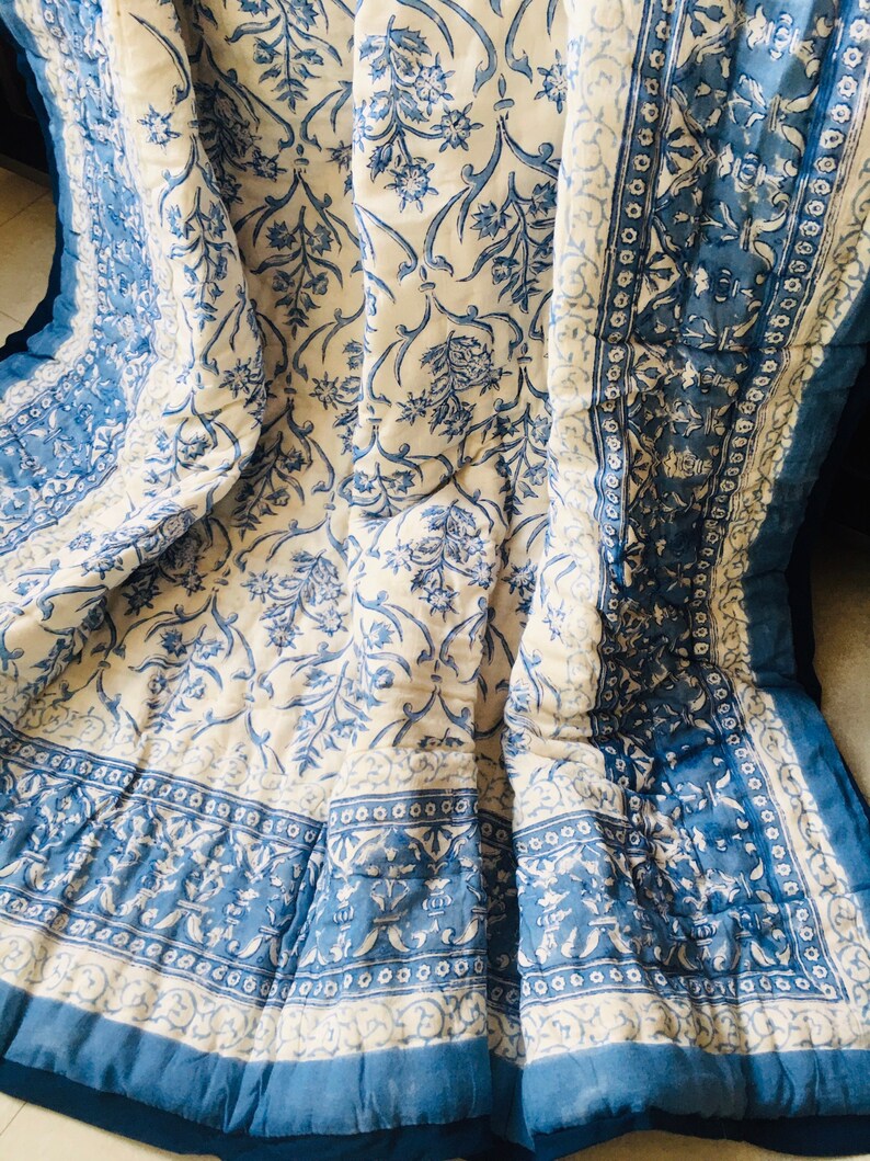 Indian Quilt Handmade Reversible Quilted Blanket Throw Hand - Etsy