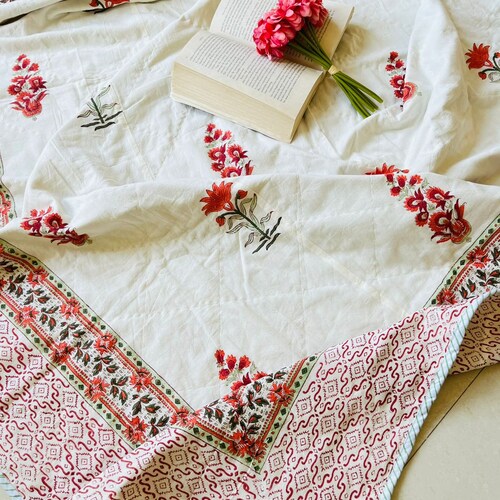 Indian Hand Block Print Flat Bed Sheet Handmade Cotton Floral - Etsy