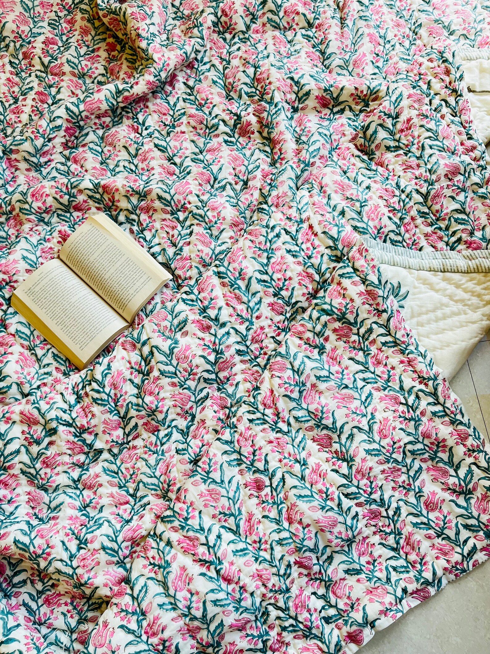 Reversible Jaipuri Razaihand Block Print Pink Quiltlight - Etsy