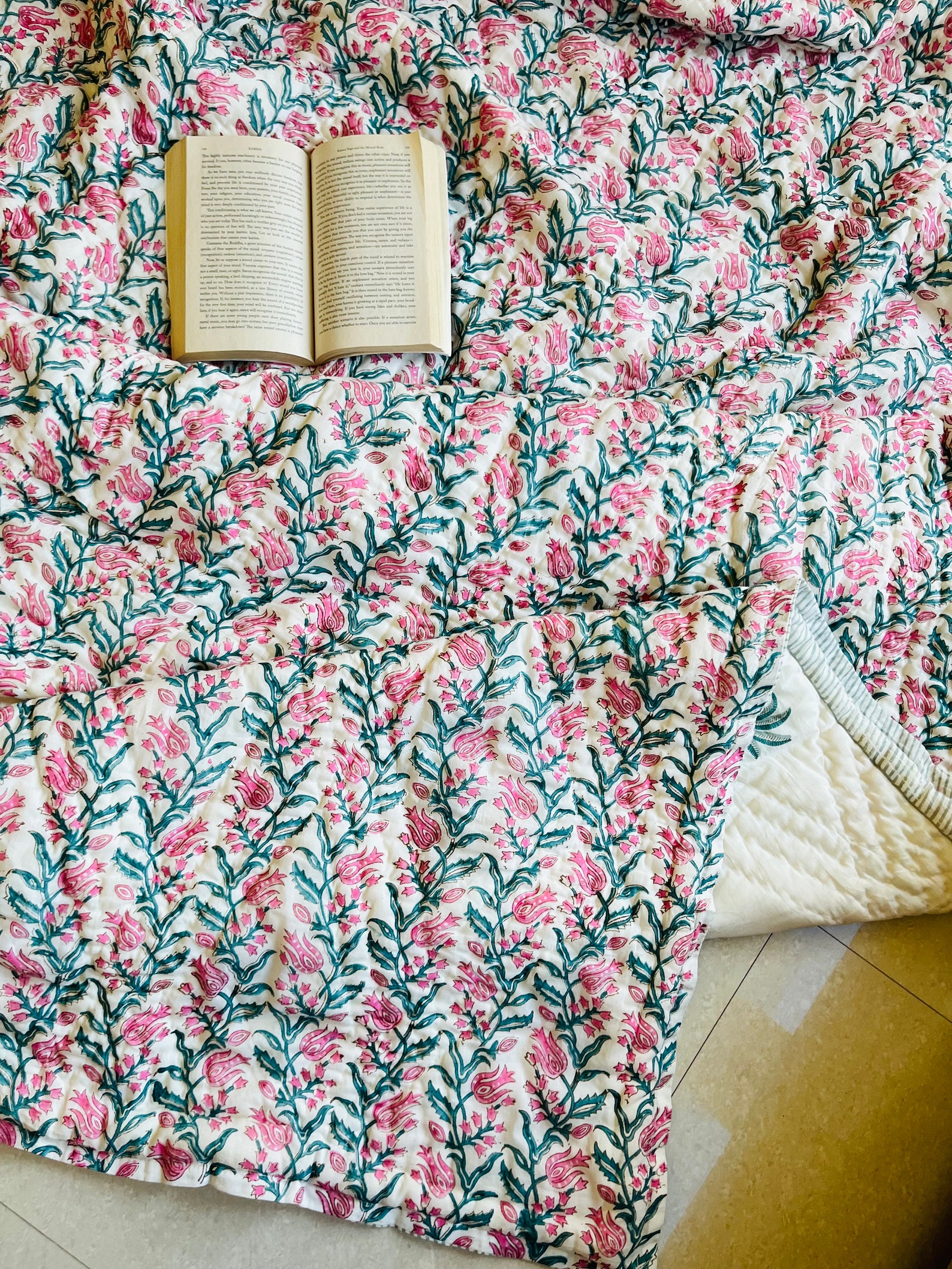 Reversible Jaipuri Razaihand Block Print Pink Quiltlight - Etsy