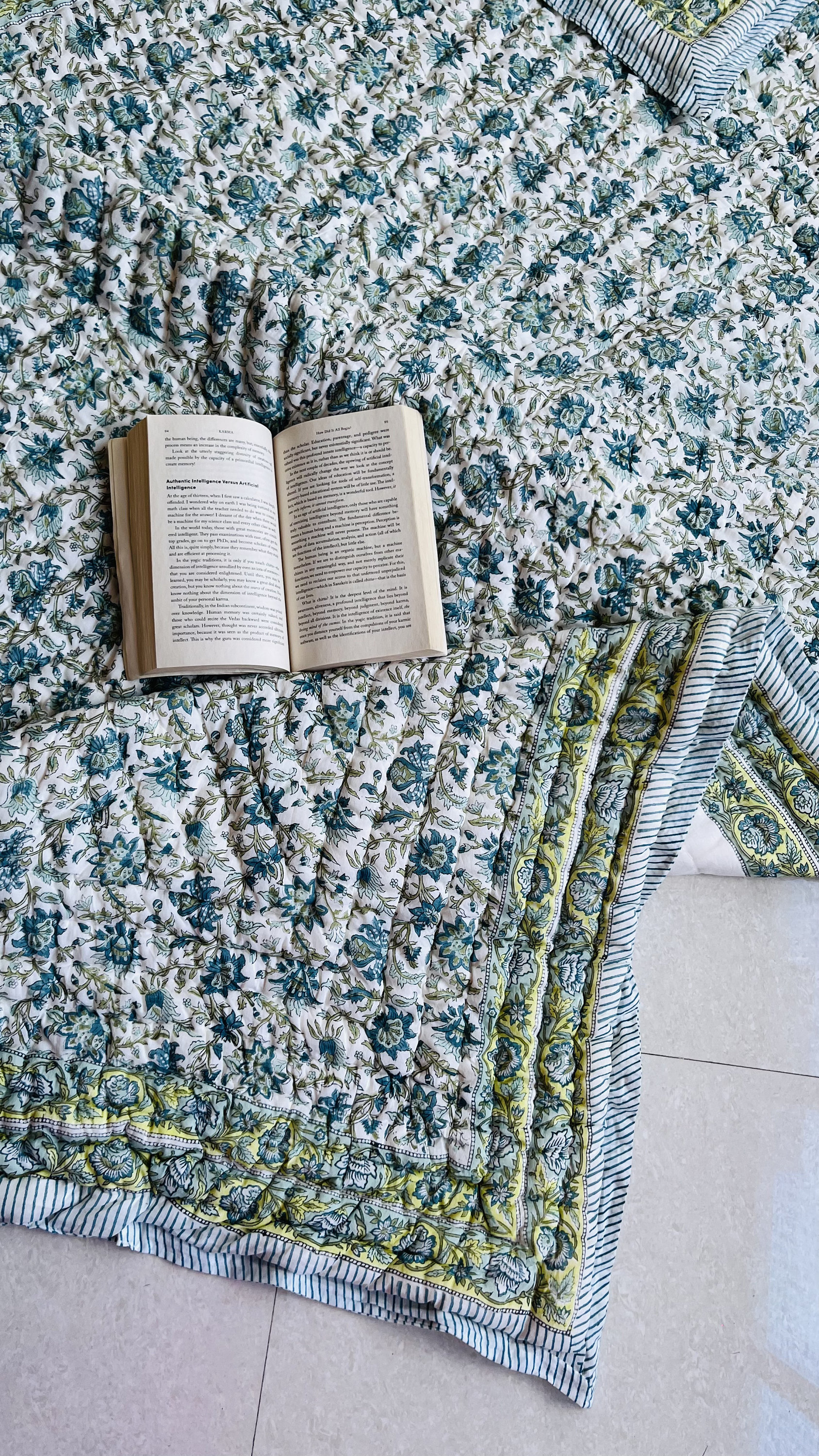 Handblock Print Handmade Queen Floral Cotton Quilted Quilt - Etsy