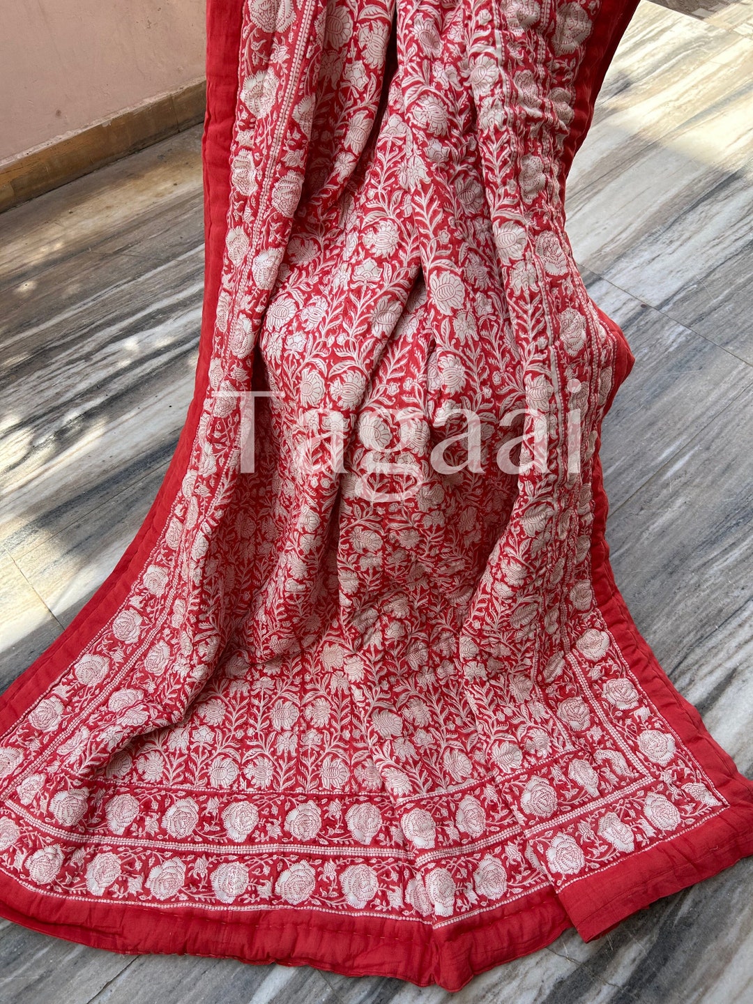 Hand Block Print Quilt Floral Dark Base Soft Quality Quilt - Etsy