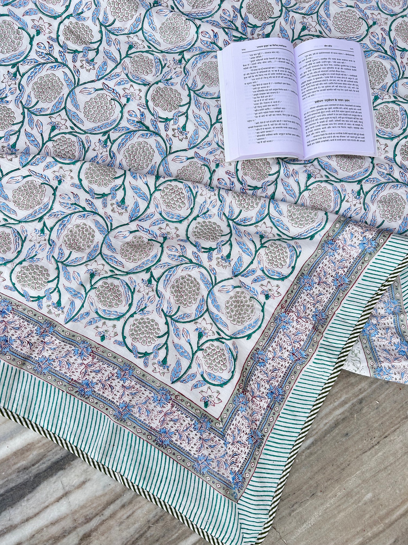 Block Printed Cotton Dohar Quilt: Bohemian Floral Bedspread - Etsy