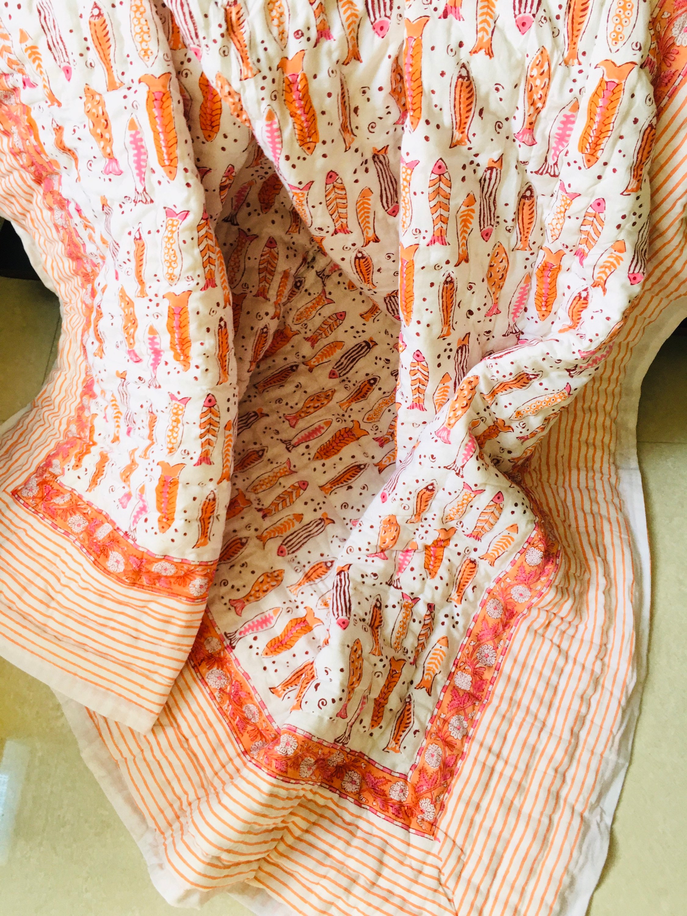 Block Print Quilt Queen Quilt for Sale Modern Bedspread | Etsy