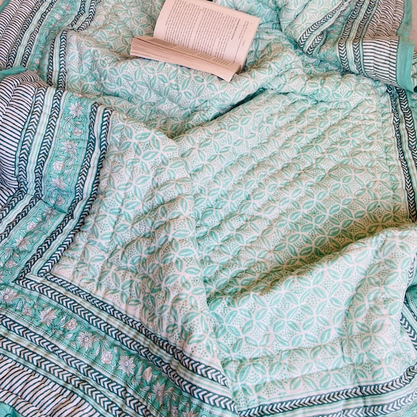 Green Print Comforter Etsy