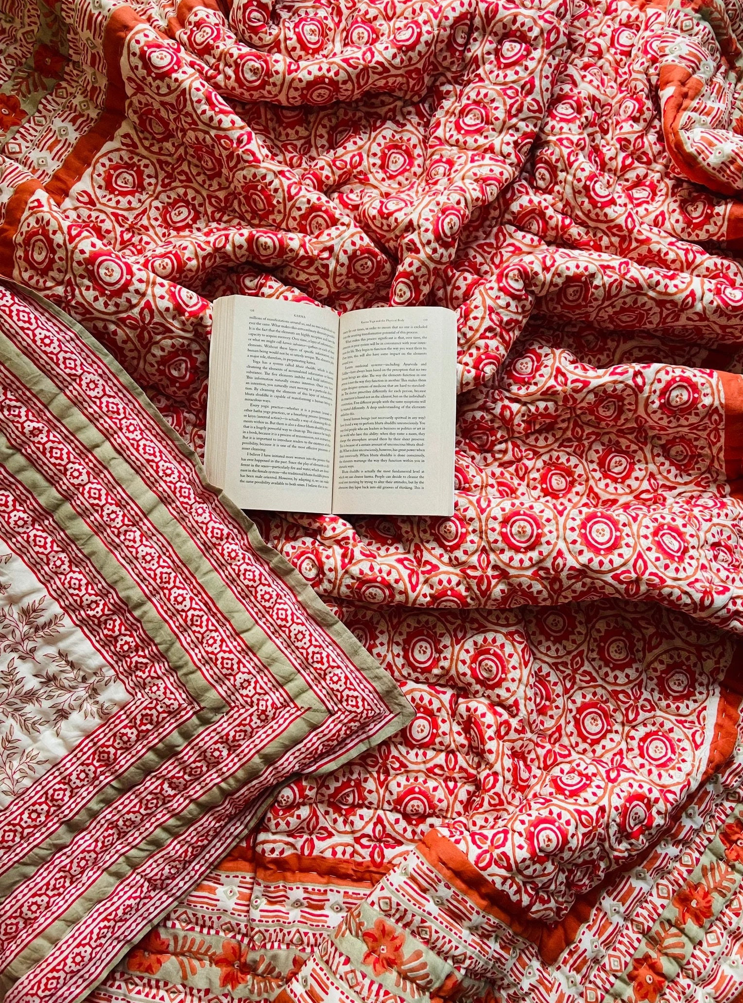 Handblock Print Handmade Queen Floral Cotton Quilted Quilt - Etsy