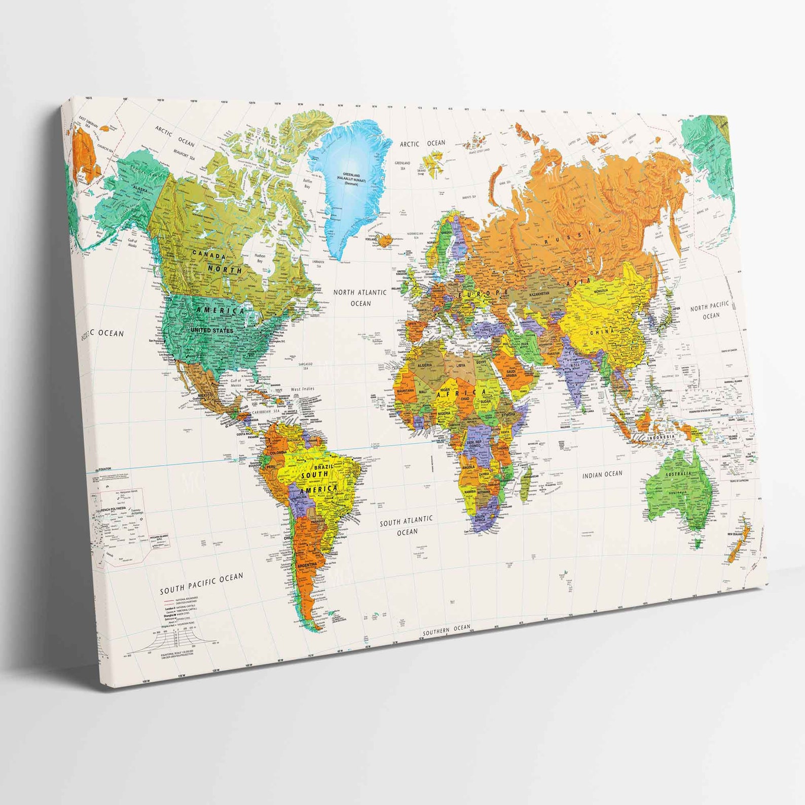 Map of the World Stretched Canvas Wall Art Room Deco ~ More Size - Etsy UK