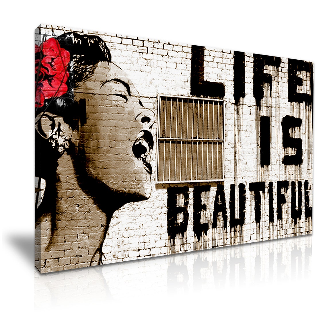 BANKSY Life is Beautiful Redesign Stretched Canvas More Size | Etsy