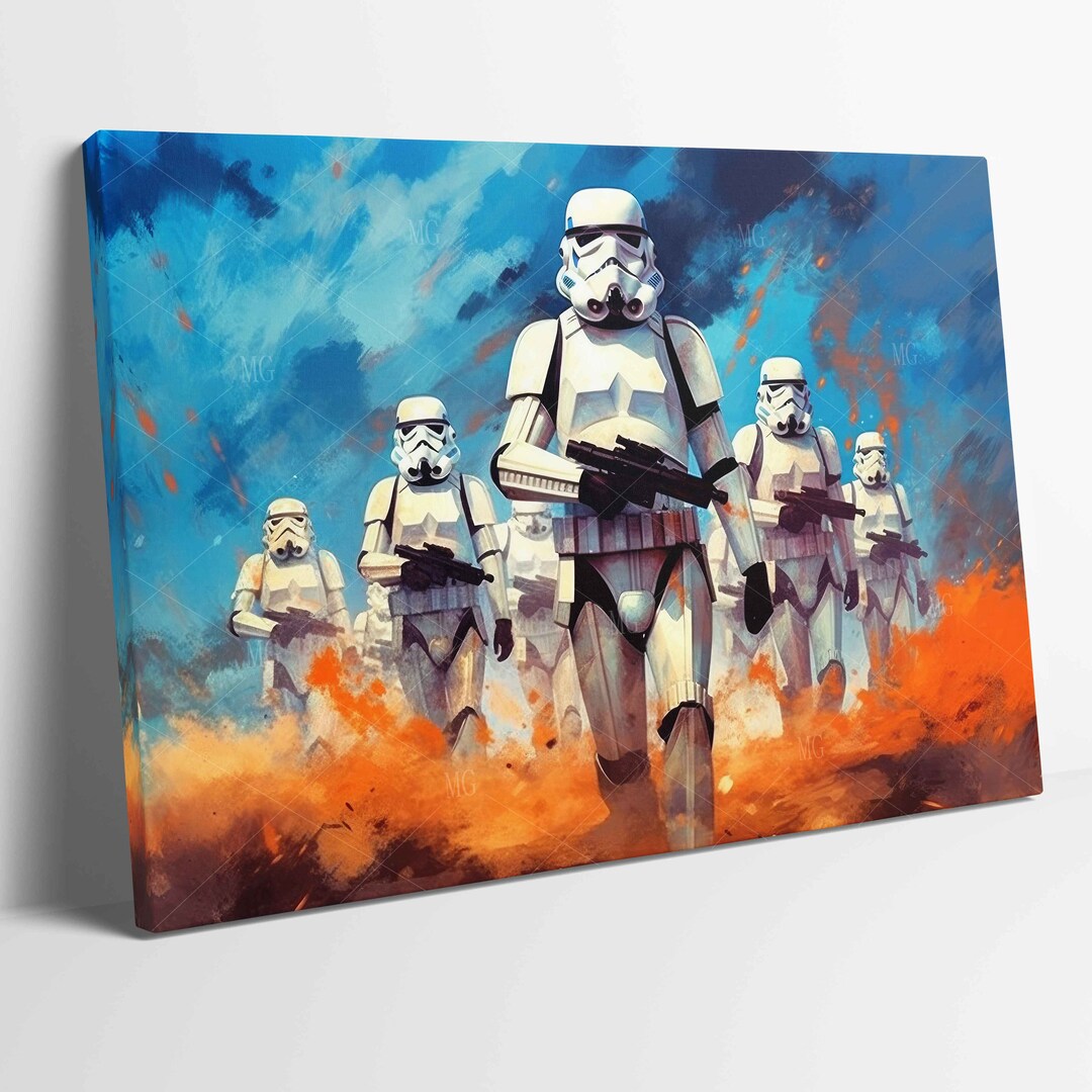 Star Wars Stormtroopers With Blaster Stretched Canvas Poster Print Wall ...