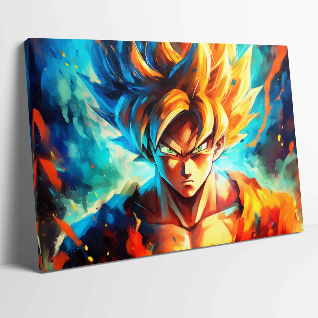 Son Goku Super Saiyan Anime Stretched Canvas Poster Print Wall Art ...
