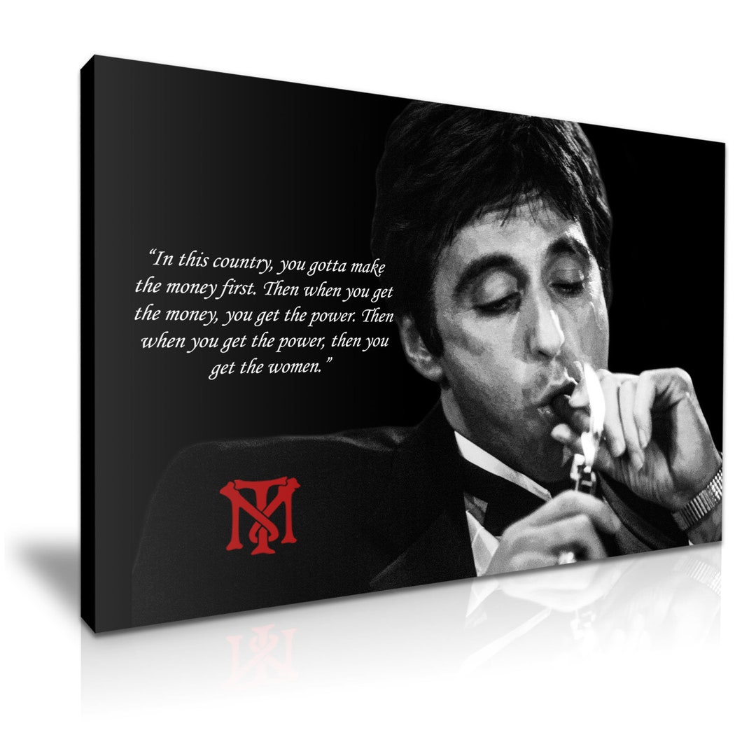 Scarface Tony Montana Quotes With Red Logo Stretched Canvas ~ More Size ...