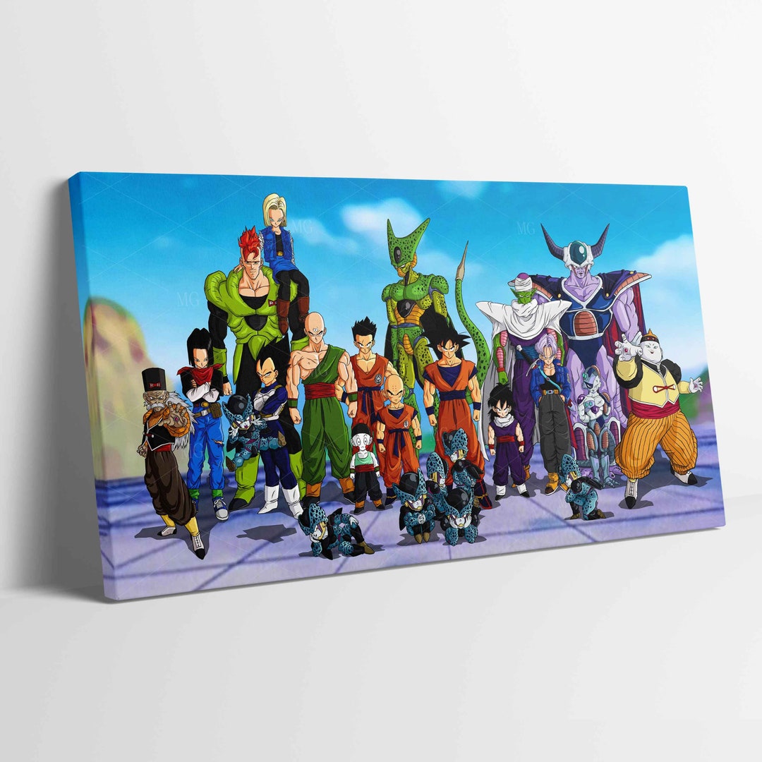 Son Goku Super Saiyan Friends and Enemies Manga Anime Stretched Canvas ...