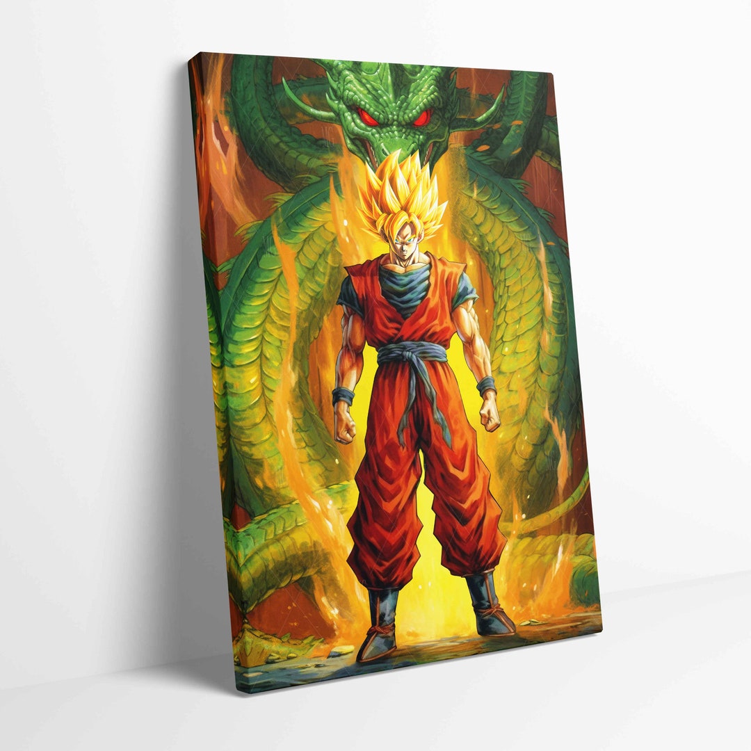 Son Goku Super Saiyan Anime Stretched Canvas or Poster Print Wall Art ...