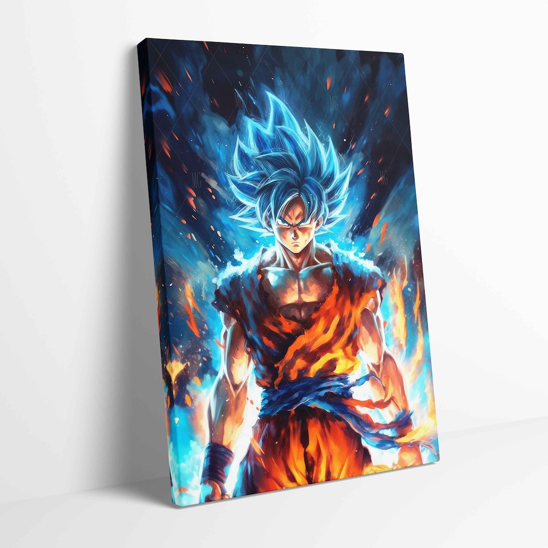 Son Goku Super Saiyan Anime Stretched Canvas or Poster Print Wall Art ...