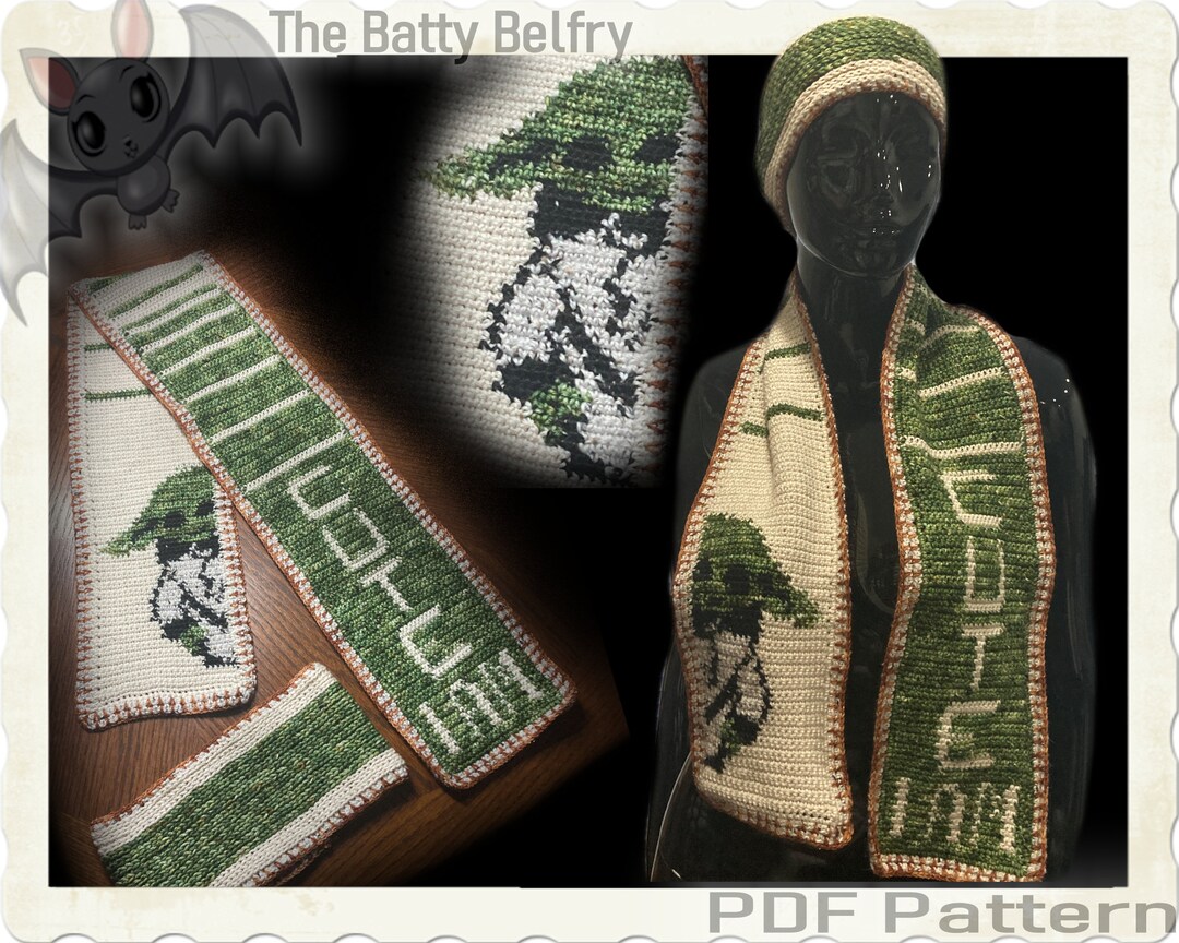 Green Alien, the Child, Scarf and Ear Warmer Combo, PDF PATTERN ...